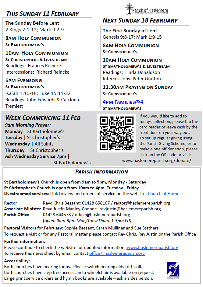 Parish of Haslemere : Sunday Notes